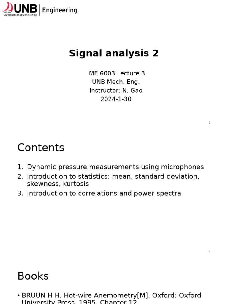 ME6003Lec3-2024 Signal 2 | PDF | Fourier Transform | Eigenvalues And Eigenvectors