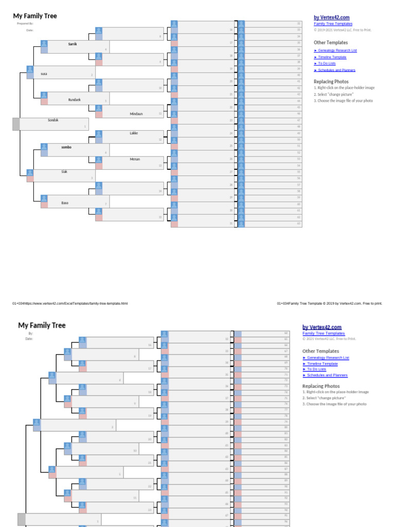 Family Tree Template by Vertex42 | PDF | Genealogy | Kinship And Descent