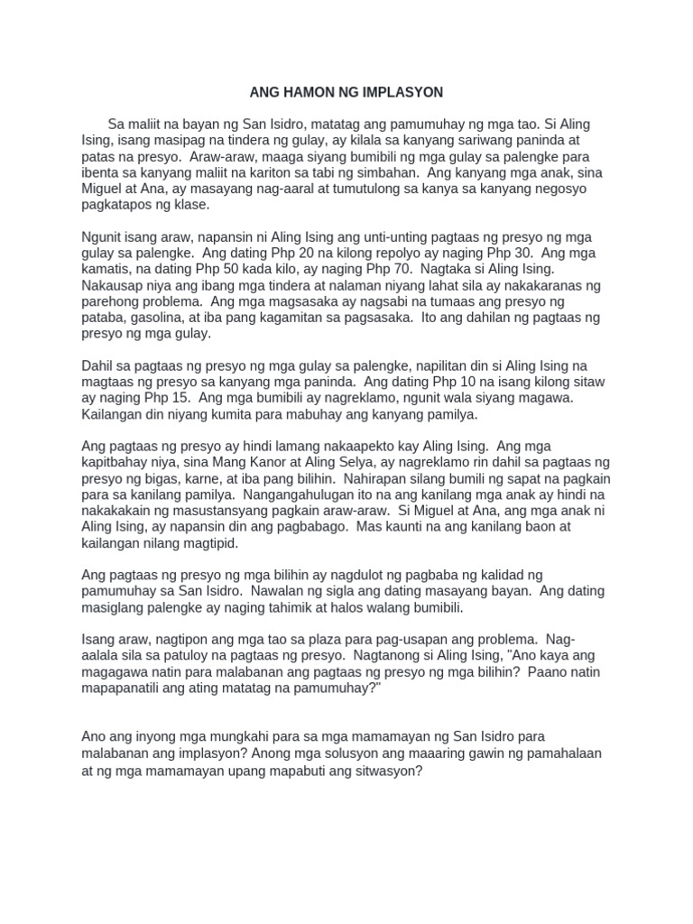 Ang Hamon NG Implasyon | PDF