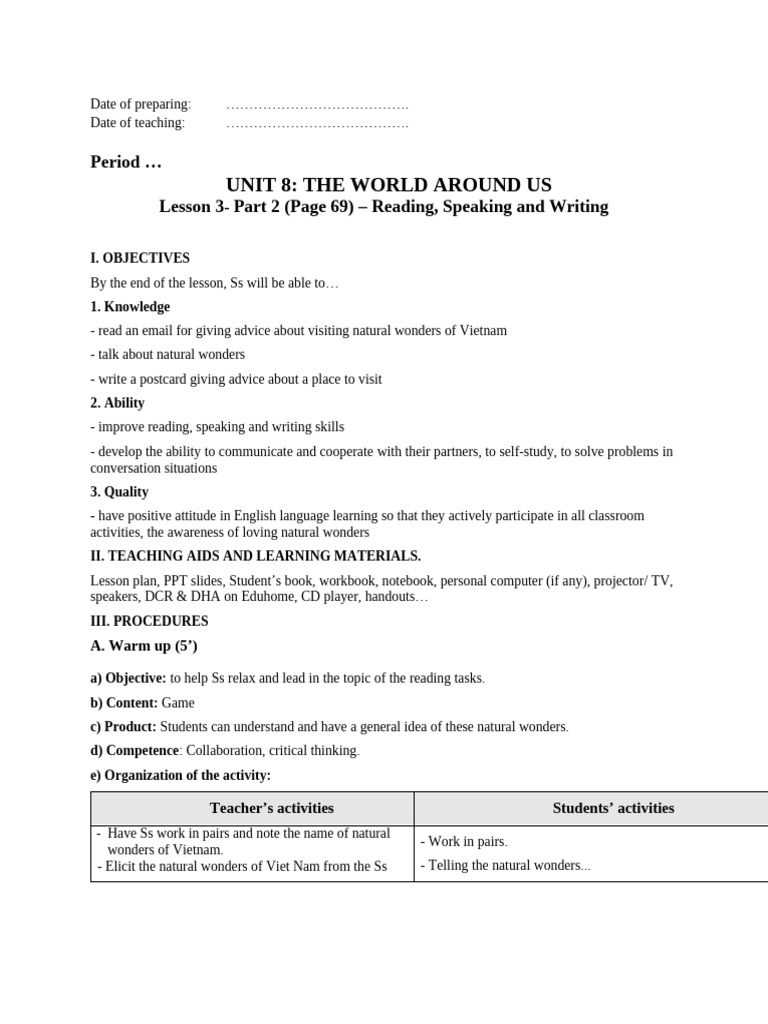 UNIT 8 - LESSON 3 - PART 2 - Reading and Speaking1 | PDF | Cognitive Science | Communication
