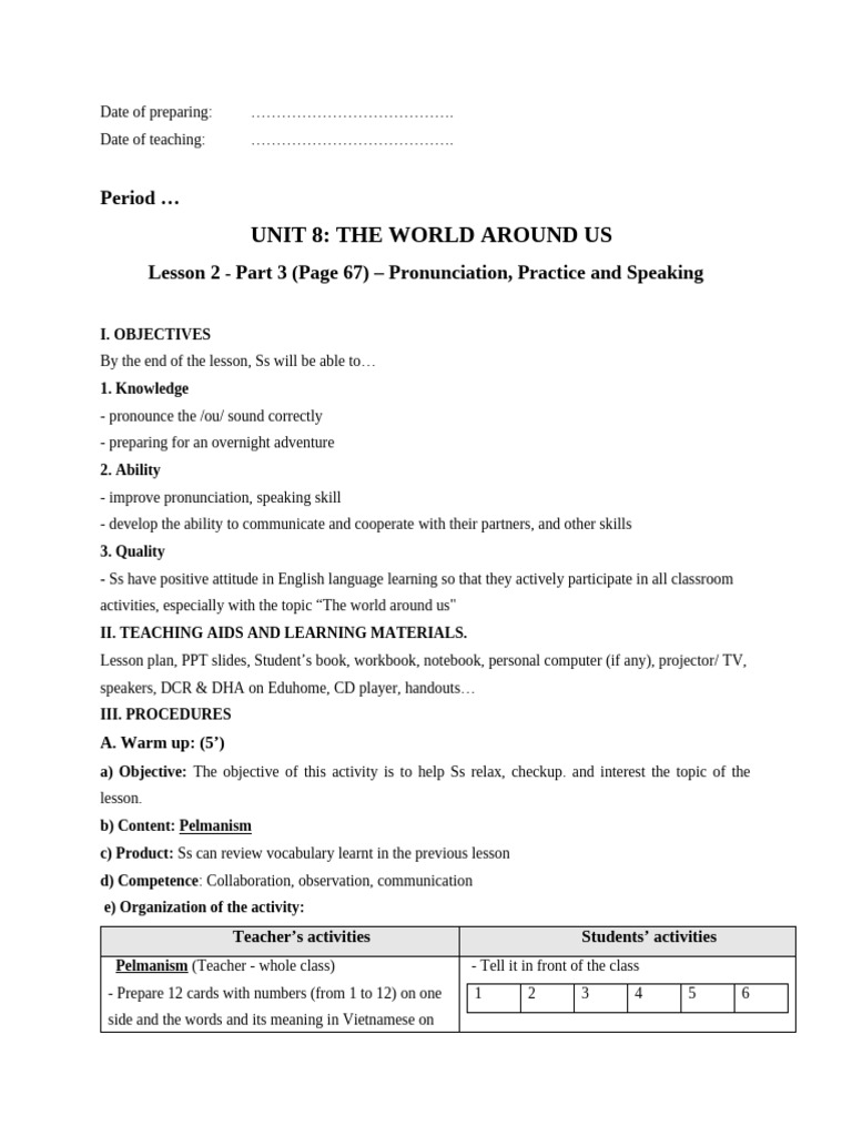 UNIT 8 - LESSON 2 - PART 3 - Pronunciation, Practice and Speaking1 | PDF | Human Communication ...