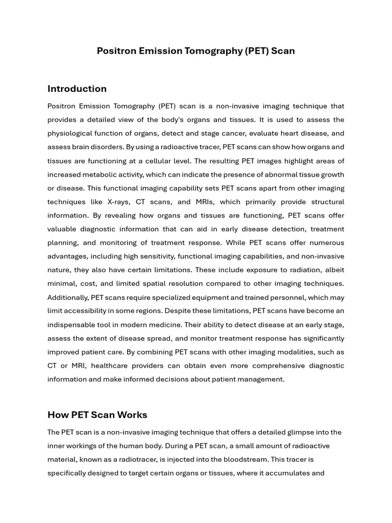 Positron Emission Tomography | PDF | Positron Emission Tomography | Medical Imaging