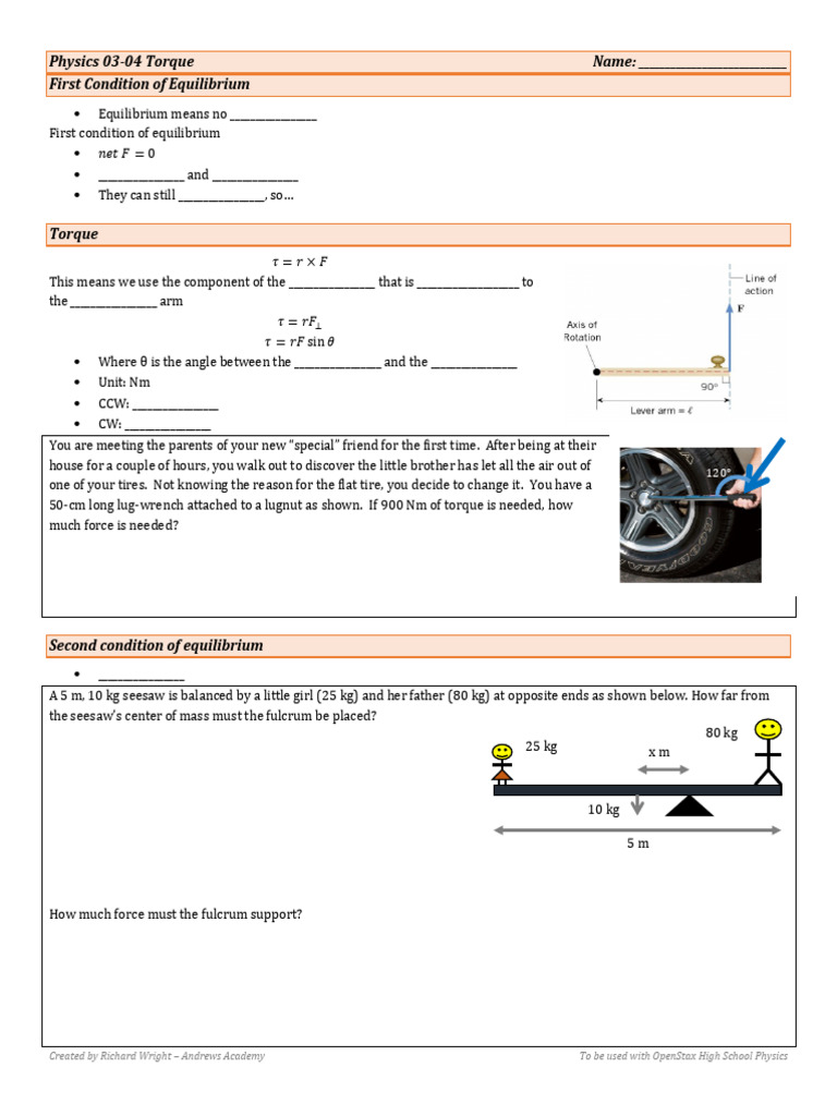 HSPhysics 03-04 Torque | PDF | Force | Torque