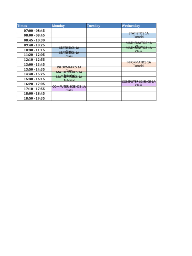 Beautiful Timetable Corrected | PDF