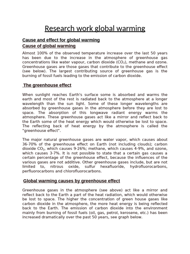 Research Work Global Warming | PDF | Greenhouse Effect | Greenhouse Gas