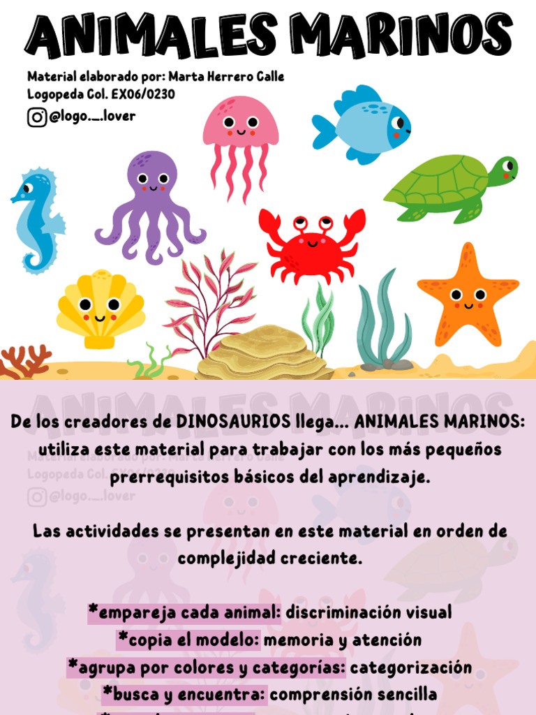 Actividades Educativas de Animales Marinos | PDF