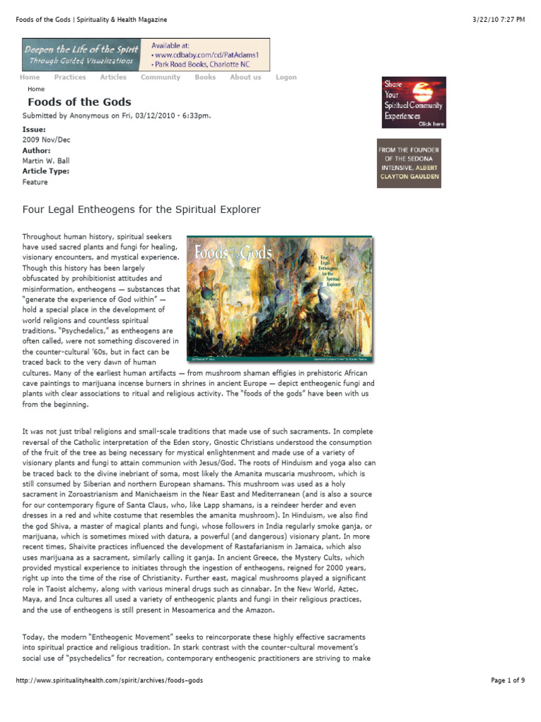 Legal Entheogens for Spiritual Growth | PDF | Ayahuasca | Entheogen