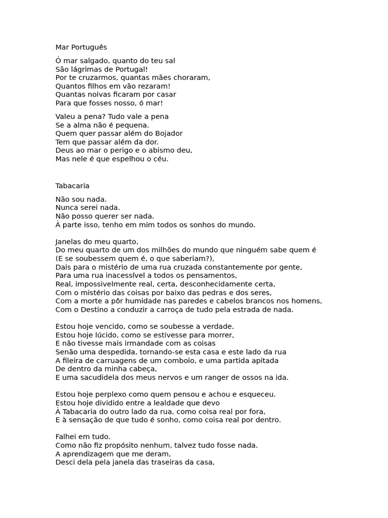 Poemas de Fernando Pessoa | PDF