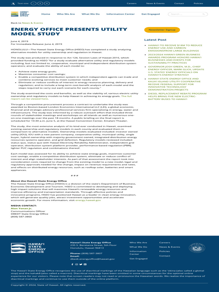 Hseo - Energy Office Presents Utility Model Study | PDF | Hawaii ...