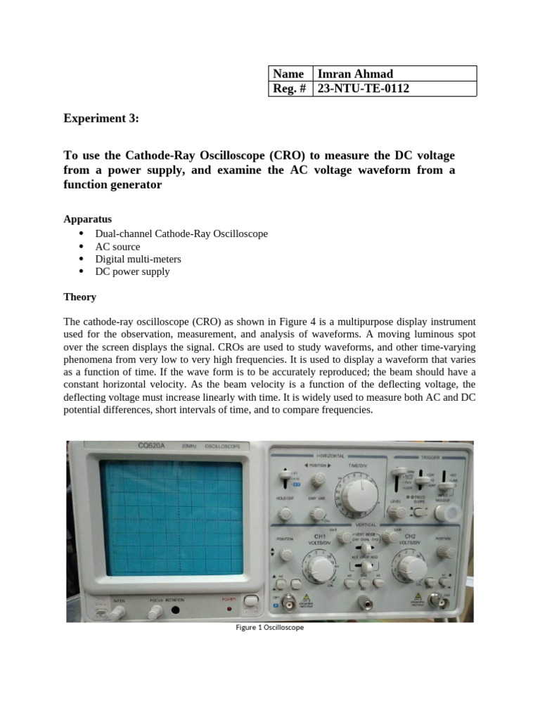 23 NTU TE 0112. Lab Report 3 | PDF | Power Supply | Amplitude