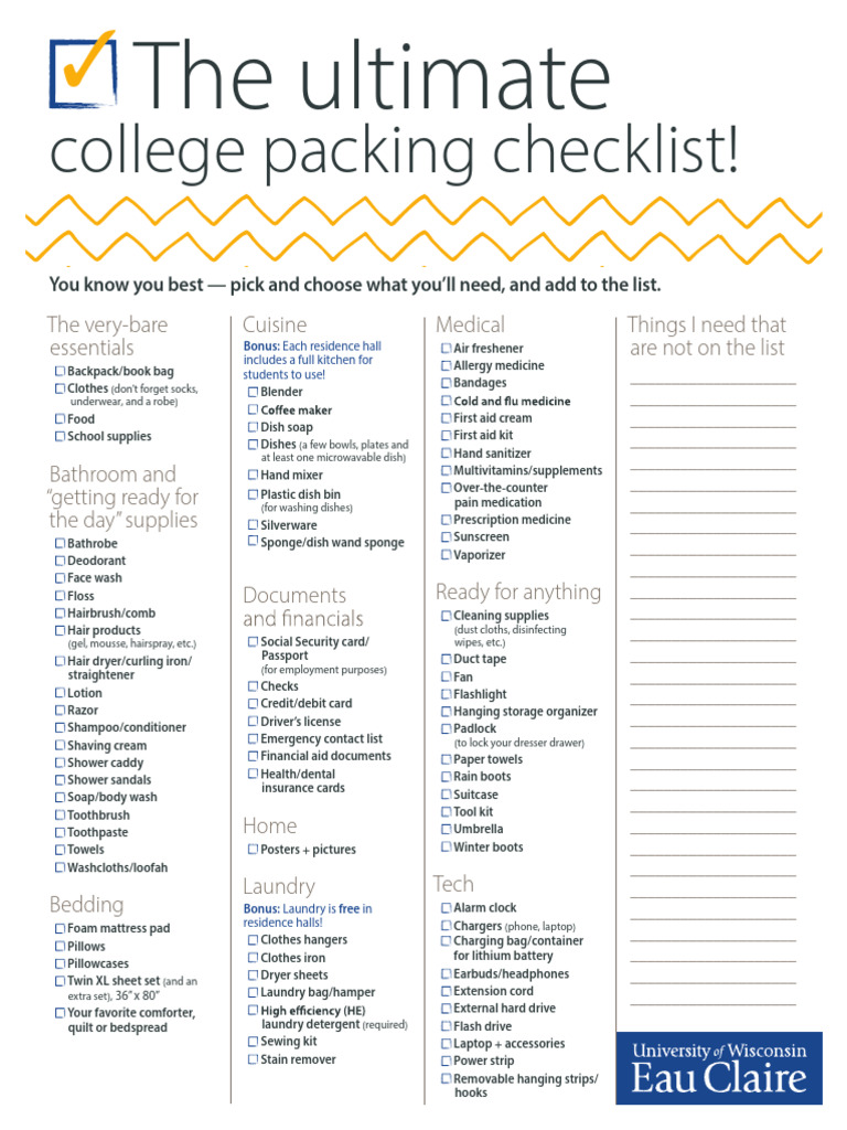 2025-26 Ultimate Packing List | PDF | Bedding | Laundry