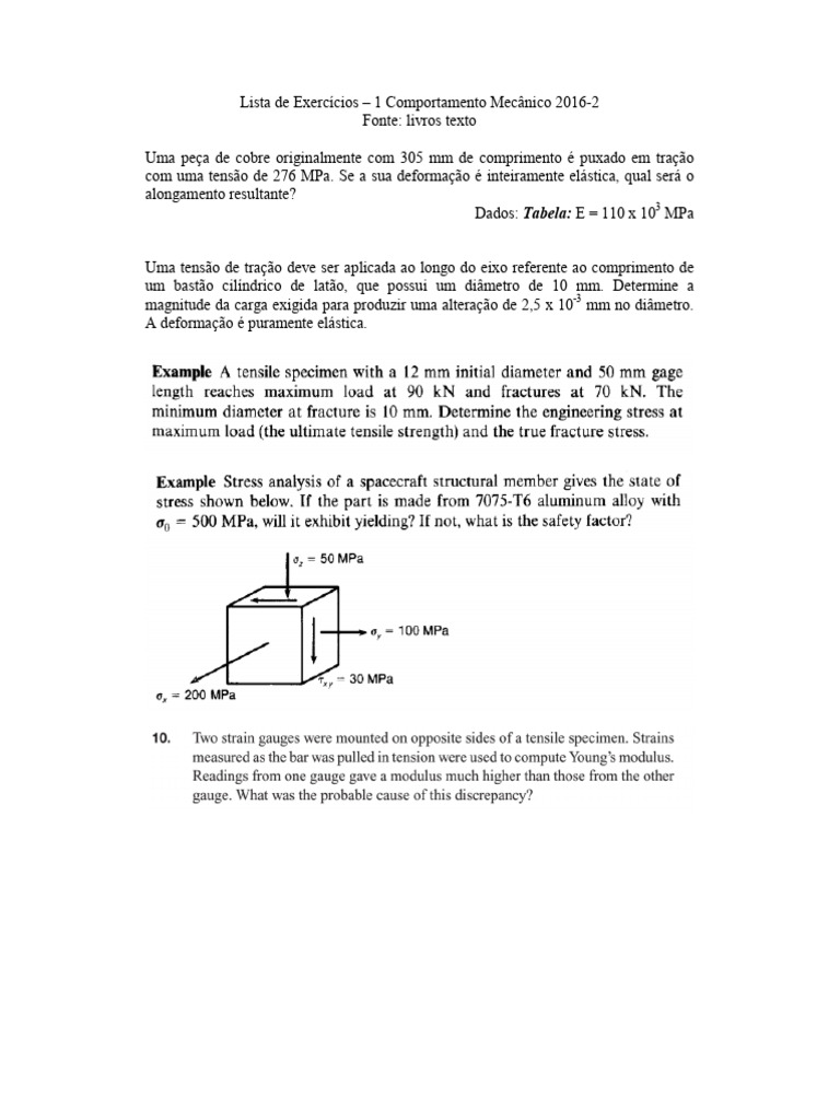 Lista de Exercícios 1 | PDF