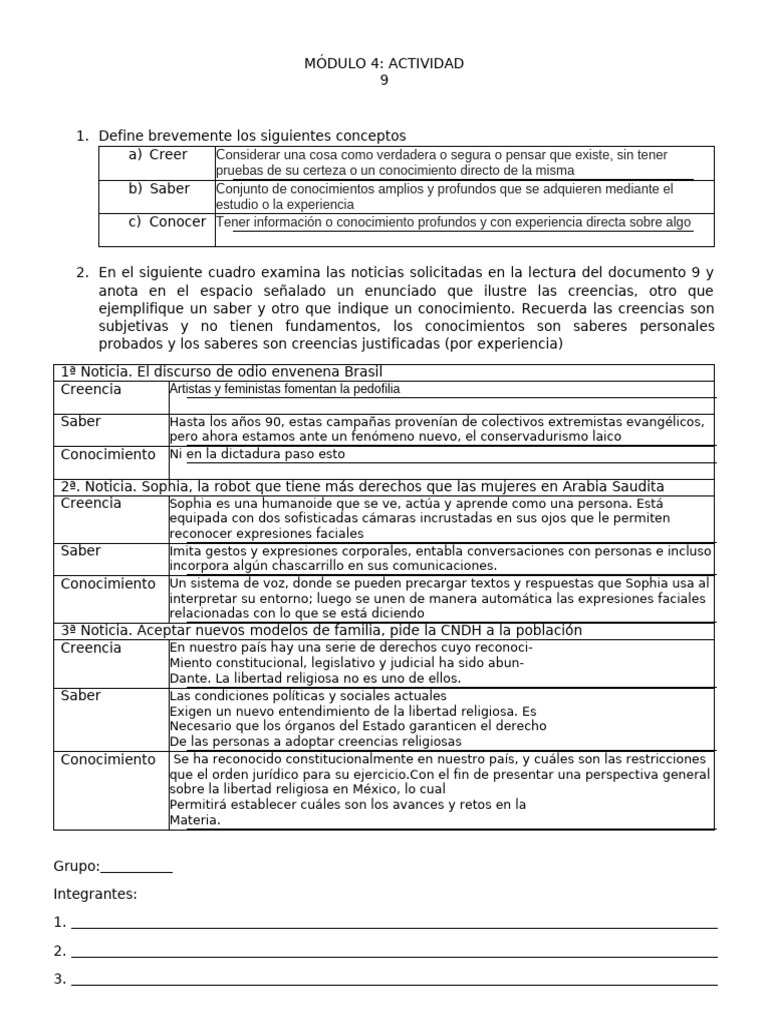 Act - 9 Lec - Mod. 4 | PDF | Conocimiento | Experiencia