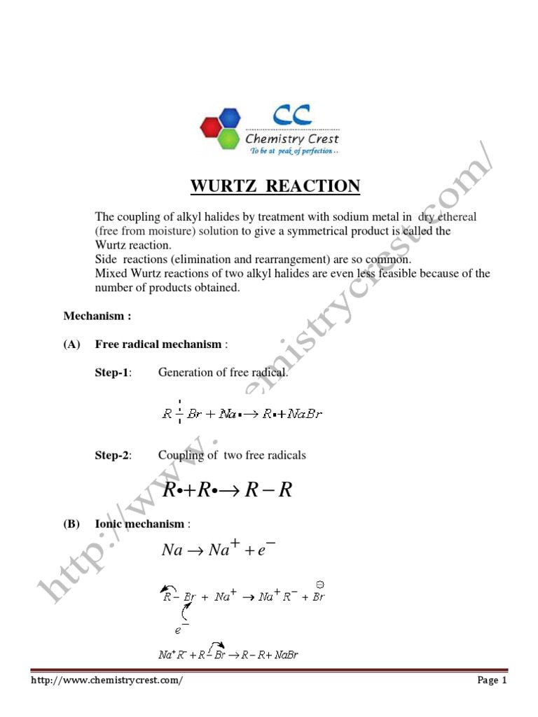 Wurtz Reaction | PDF | Teaching Methods & Materials | Science & Mathematics