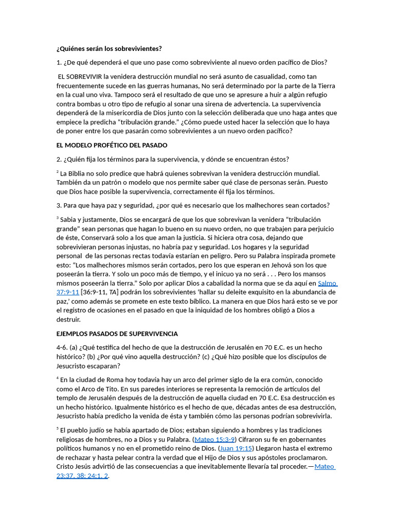 Supervivencia en el nuevo orden de Dios | PDF | Noé | Jesús