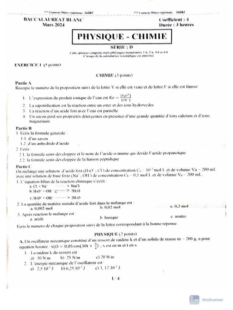 PC Bac Blanc Drena Bouaké - 240323 - 083654 | PDF