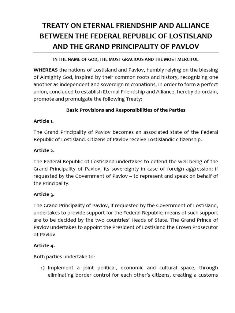Treaty on Eternal Friendship and Alliance Between the Federal Republic ...