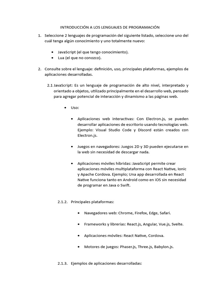 Introducción A Los Lenguajes de Programación | PDF | Aplicación movil | Script Java
