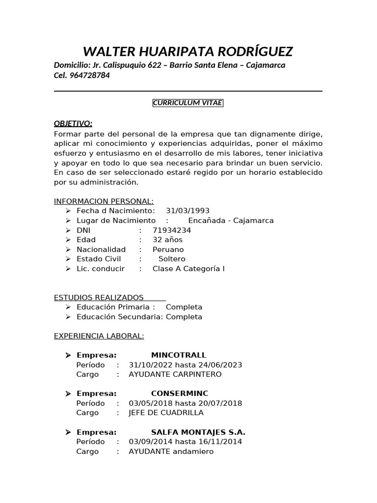 curriculum WALTER | PDF curriculum WALTER | PDF