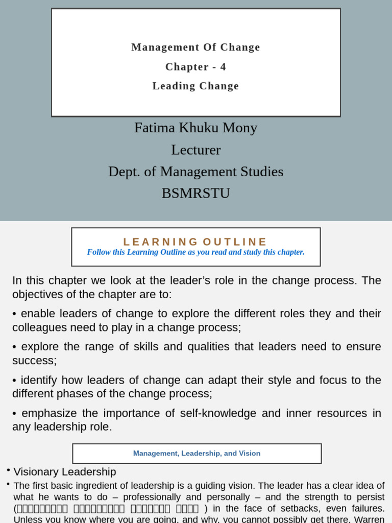 Chapter 4 Leading Change | PDF | Leadership | Creativity