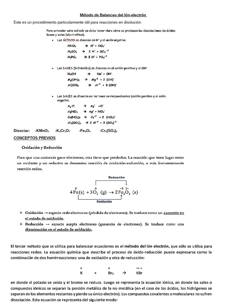Método de Balanceo Ión-Electrón | PDF