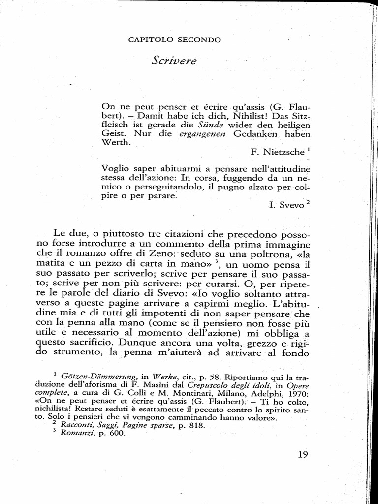Eduardo Saccone. Commento A Zeno. Scrivere. S. 19-43 | PDF