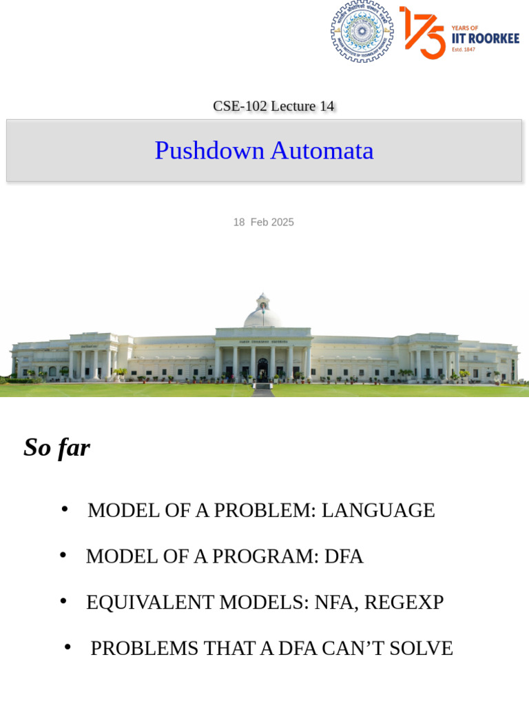 CSE102 L14 Pushdown Automaton | PDF | Mathematical Logic | Syntax (Logic)