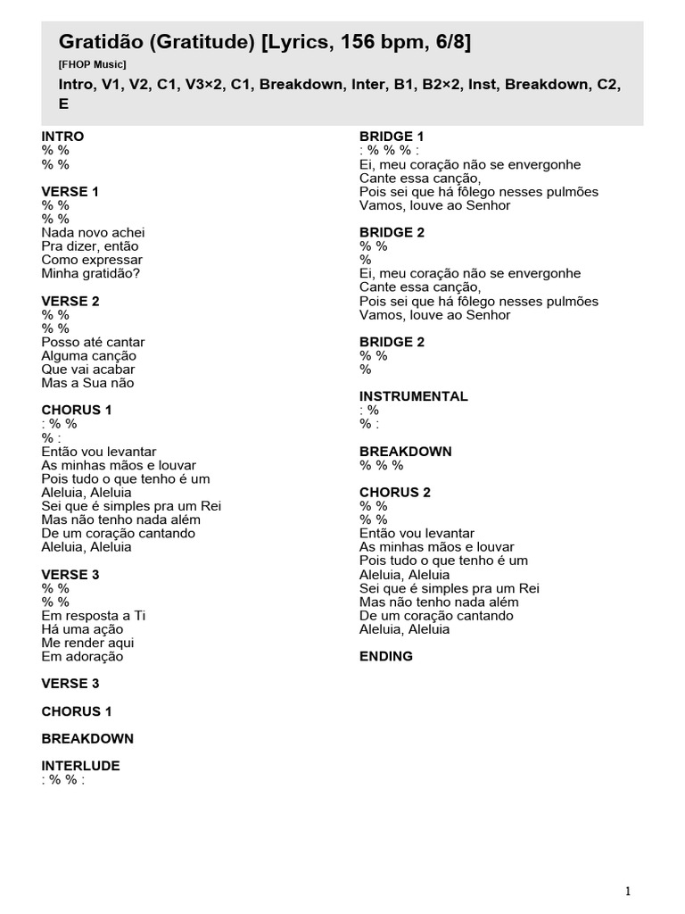 Gratid - o (Gratitude) - Lyrics | PDF