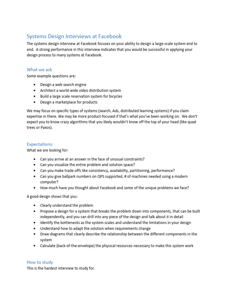 Systems Design Interviews 1 | PDF | Design | Computing