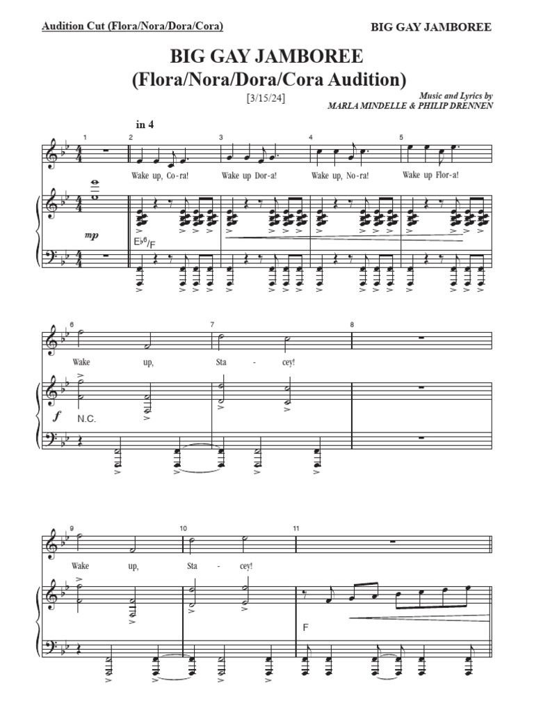 Big Gay Jamboree - Flora-Nora-Cora-Dora - Audition 3-22-24 | PDF
