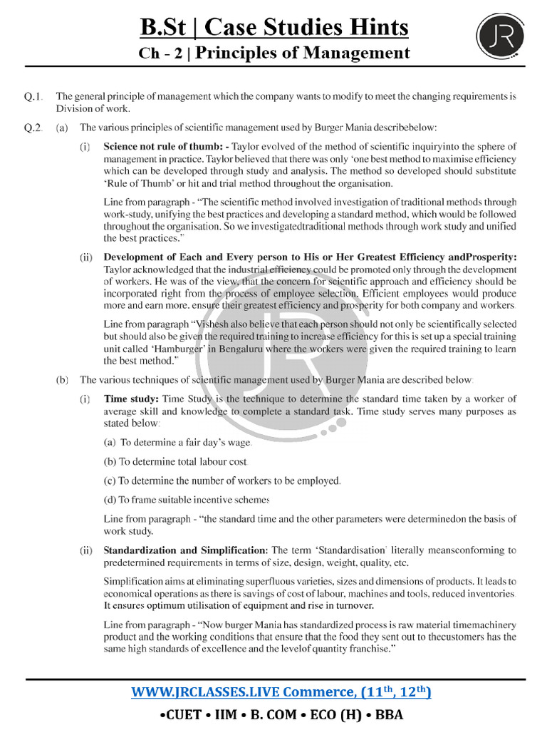 CH-2 CASE STUDIES HINTS | PDF