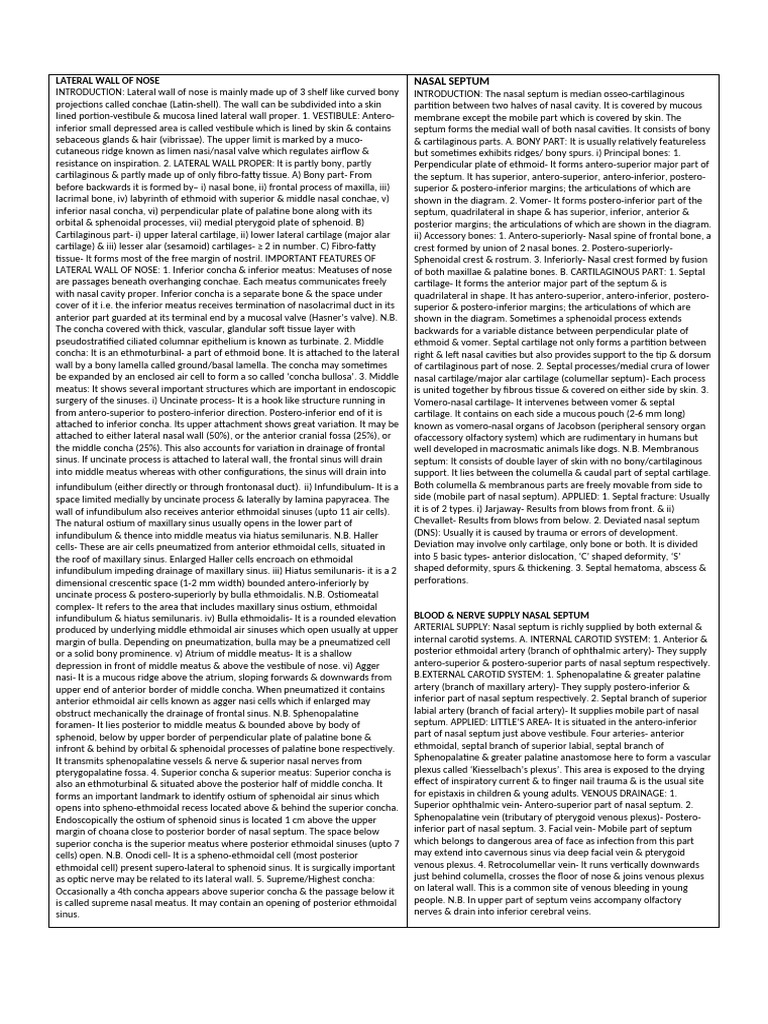 Anatomy of the Lateral Nasal Wall | PDF | Human Nose | Vein