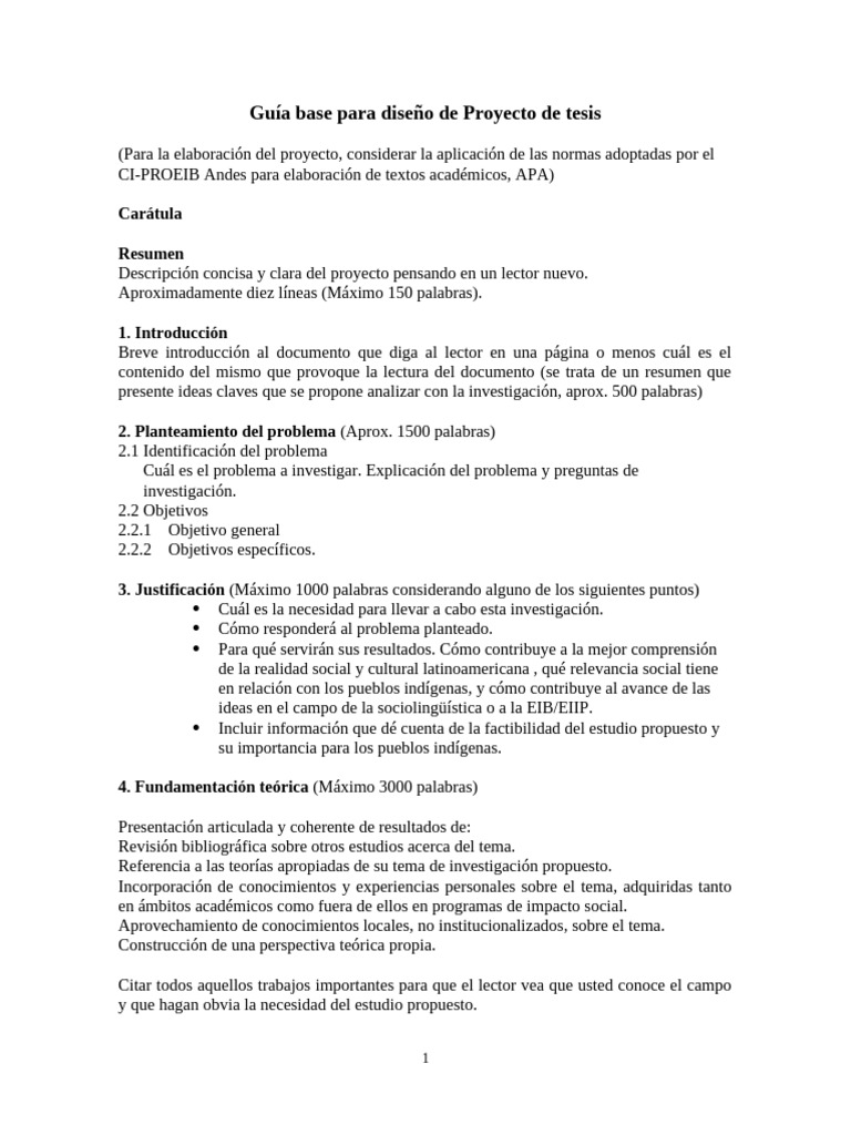 Guía de Elaboración de Proyecto de Tesis 2018 | PDF | Science ...