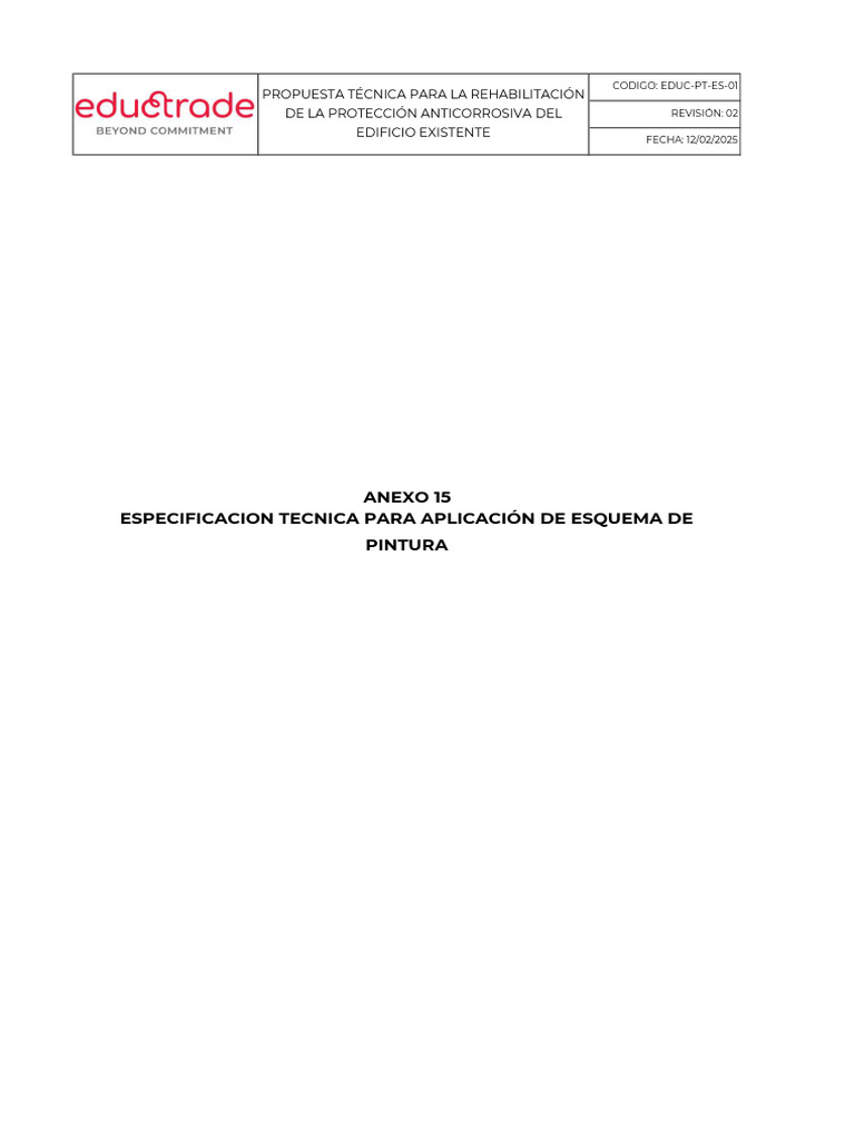 Especificacion Tecnica para Aplicación de Esquema de Pintura Anexo 15 | PDF