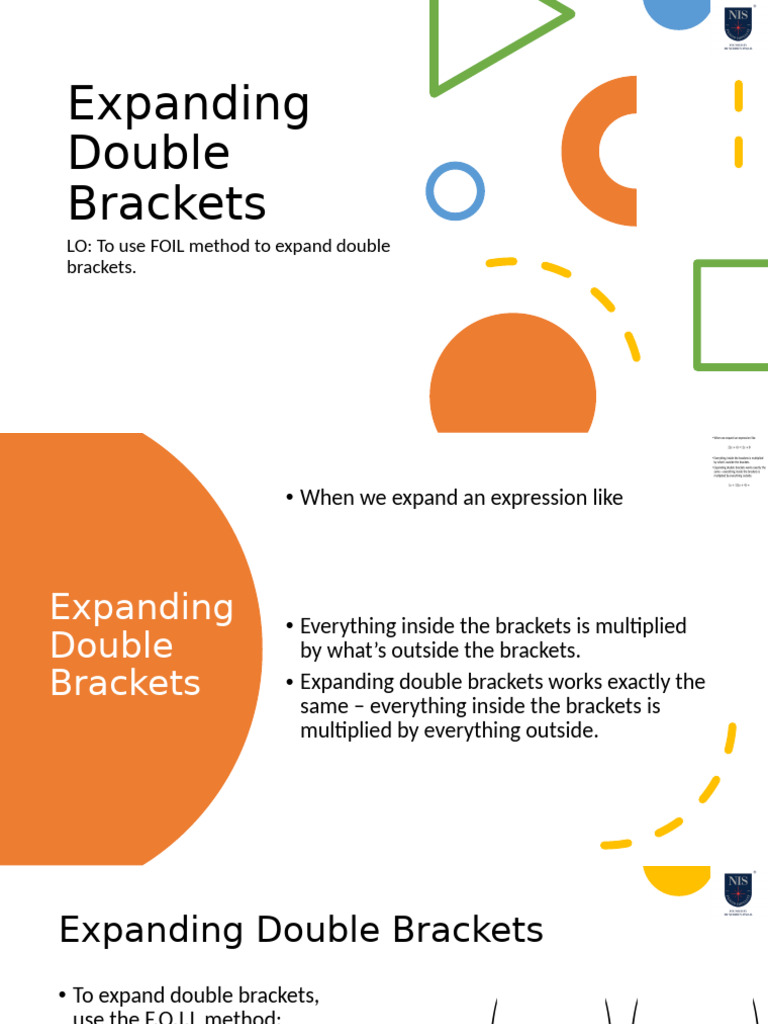 Expanding Double Brackets: LO: To Use FOIL Method To Expand Double ...