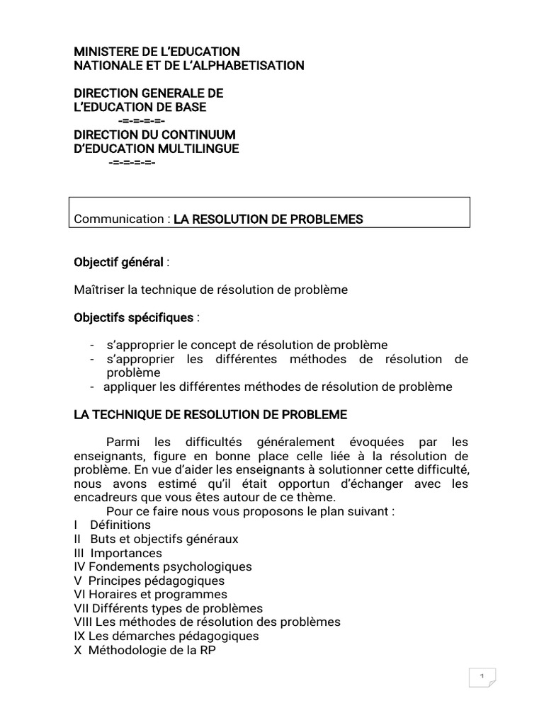 Techniques de Résolution de Problèmes | PDF