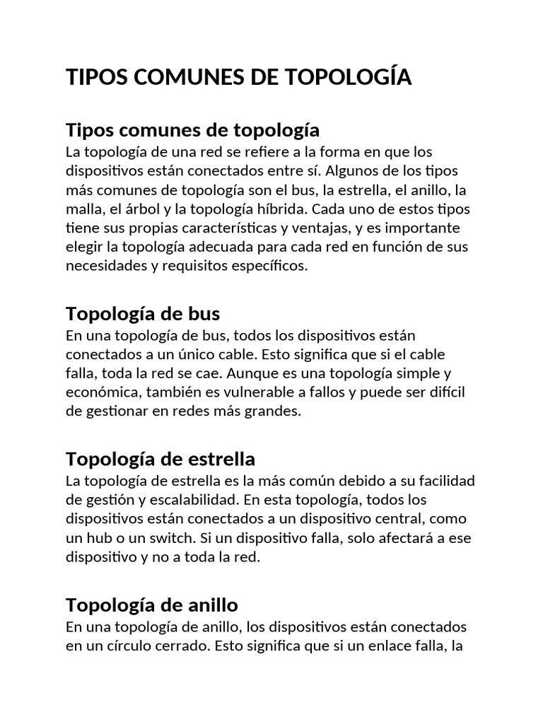 Tipos Comunes de Topología | PDF