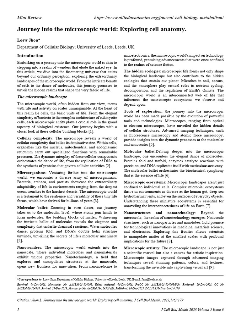 Exploring Cell Anatomy and Microbiology | PDF | Cell Biology ...