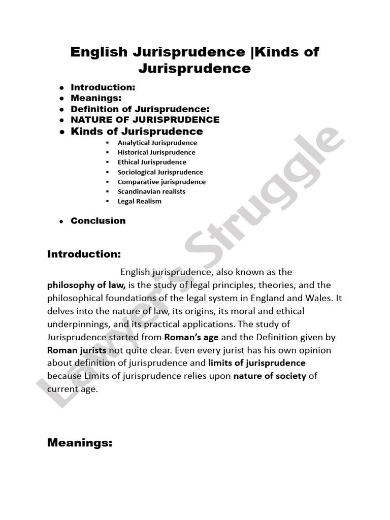 Types and Nature of Jurisprudence | PDF | Jurisprudence | Liberal Arts ...