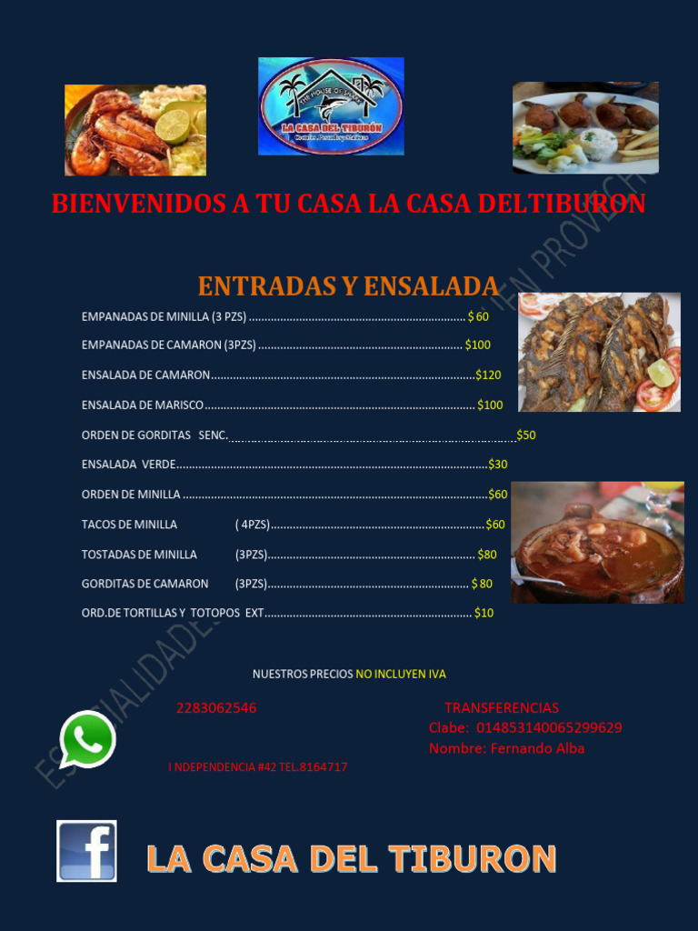 CARTA 2022 CASA DEL TIBURON Editada | PDF | Mariscos | Cocina