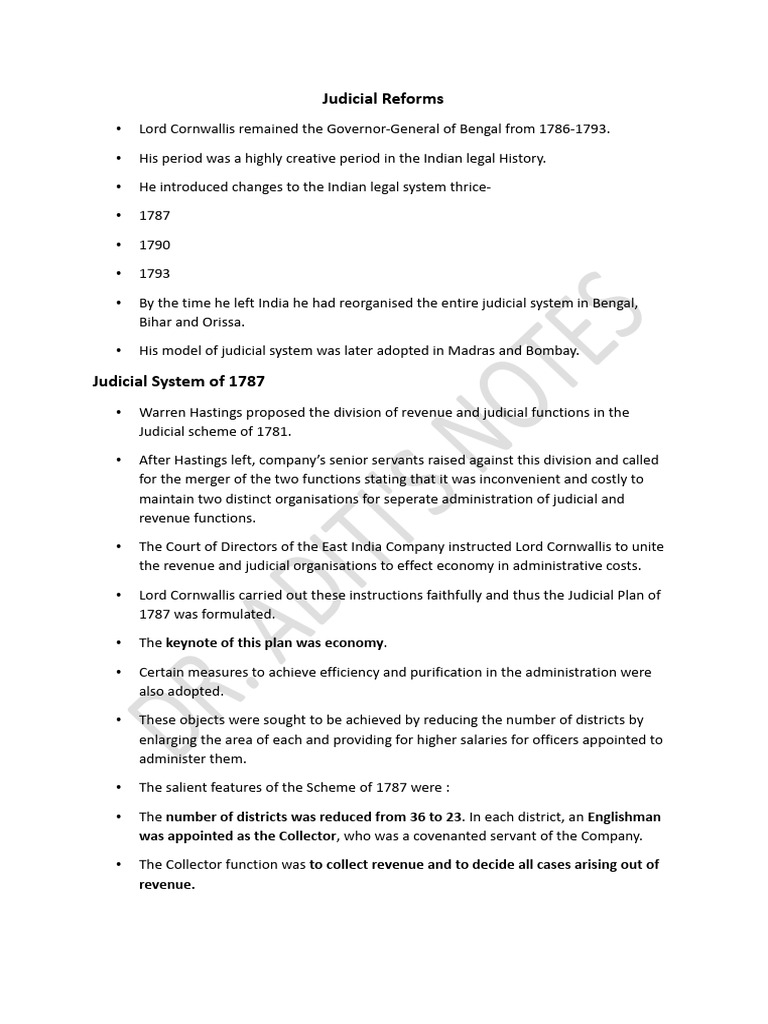 Cornwallis's Judicial Reforms in India | PDF | Magistrate | Court ...
