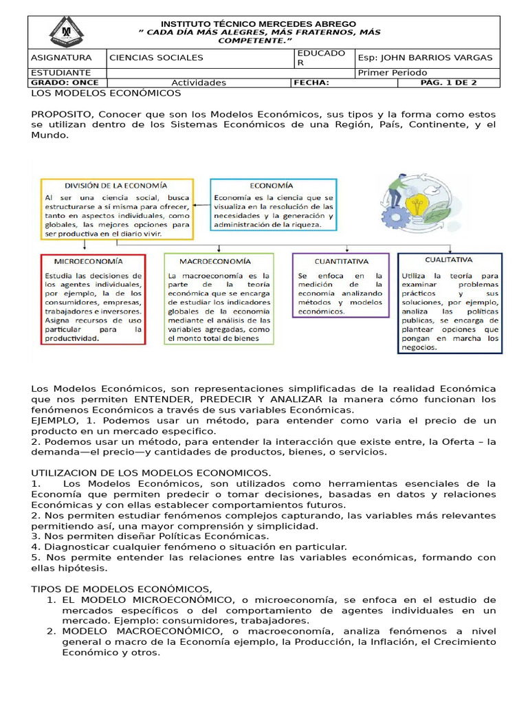 Tipos y Usos de Modelos Económicos | PDF | Macroeconómica | Modelo ...