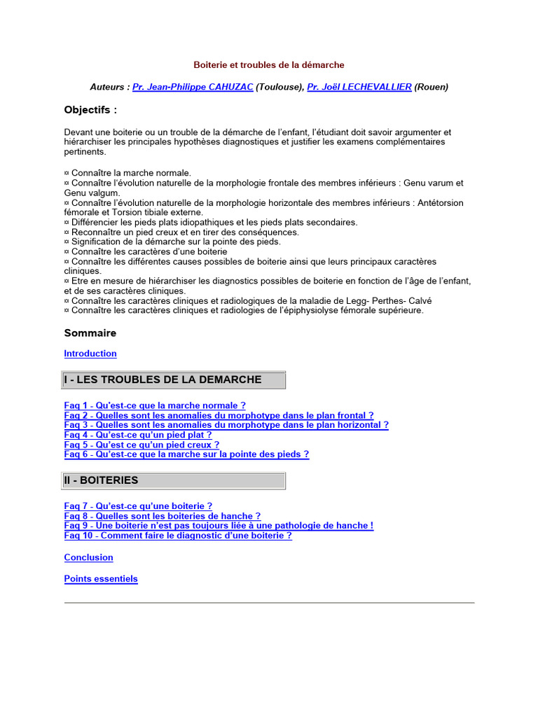 Boiterie et troubles de la démarche enfant | PDF | Genou | Appareil ...
