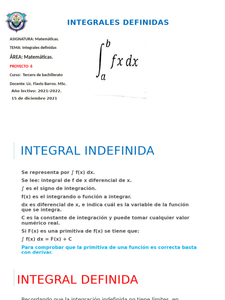 Integrales Definidas en Matemáticas | PDF