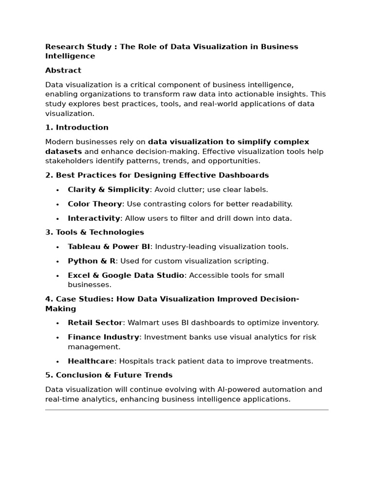 The Role of Data Visualization in Business Intelligence | PDF