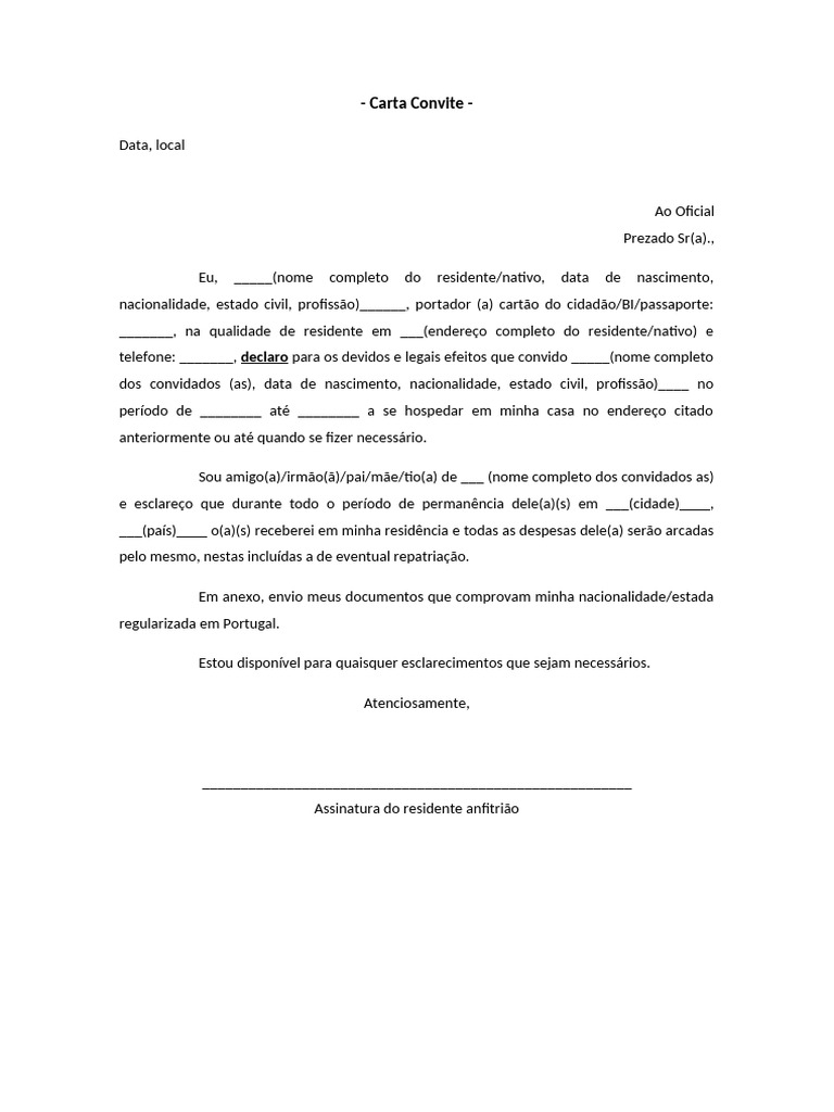 MODELO CARTA CONVITE | PDF