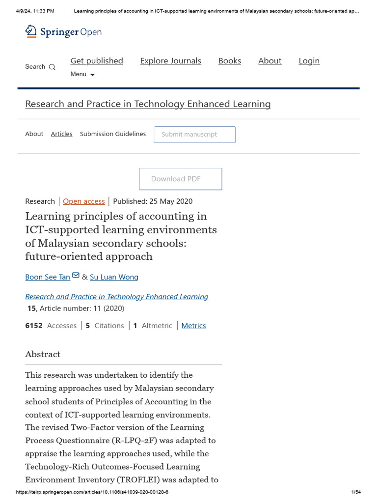Accounting Learning in ICT Environments | PDF | Learning | Factor Analysis