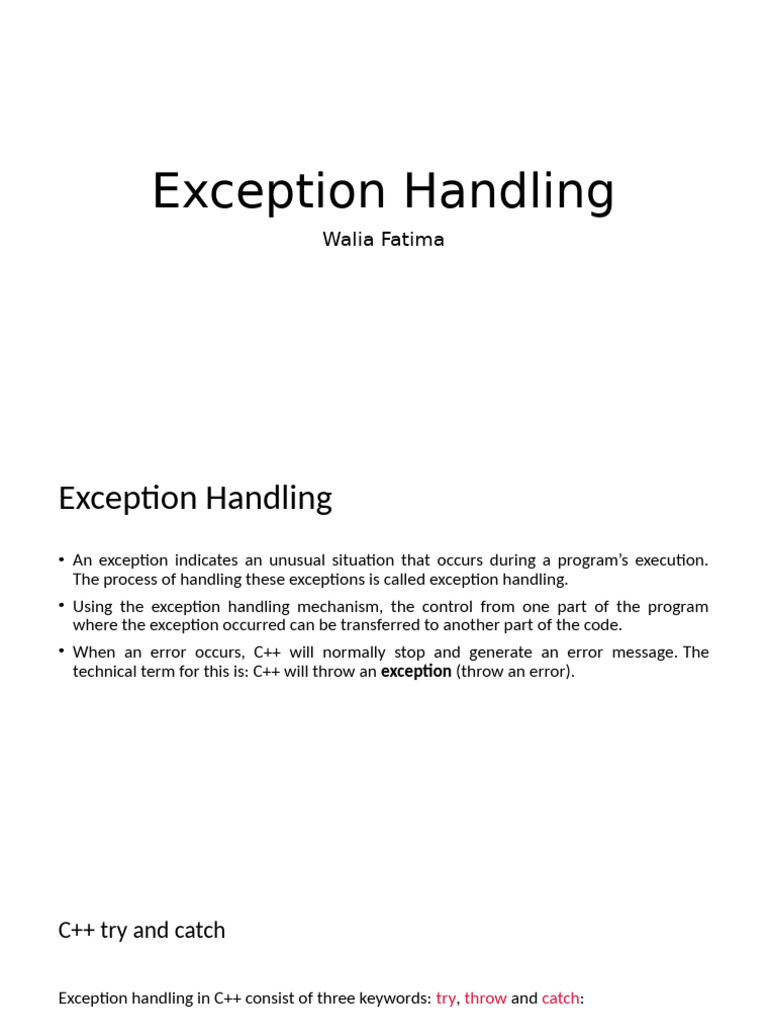 Exception Handling in C++ | PDF | C++ | Namespace