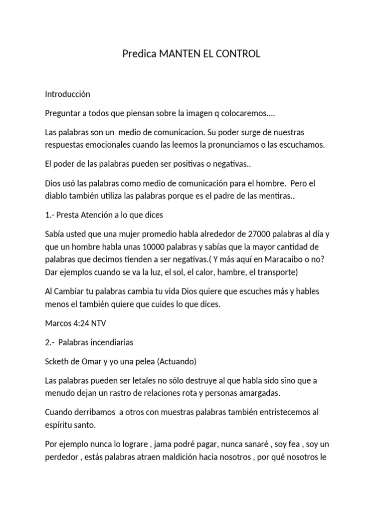 Controla tus Palabras y Cambia tu Vida | PDF