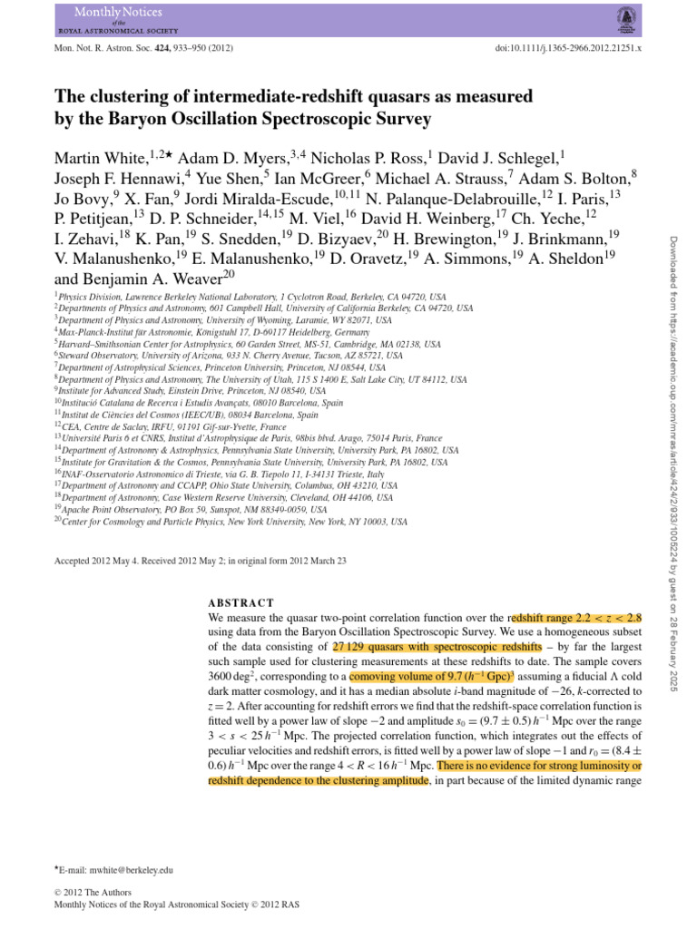 Martin | PDF | Quasar | Redshift